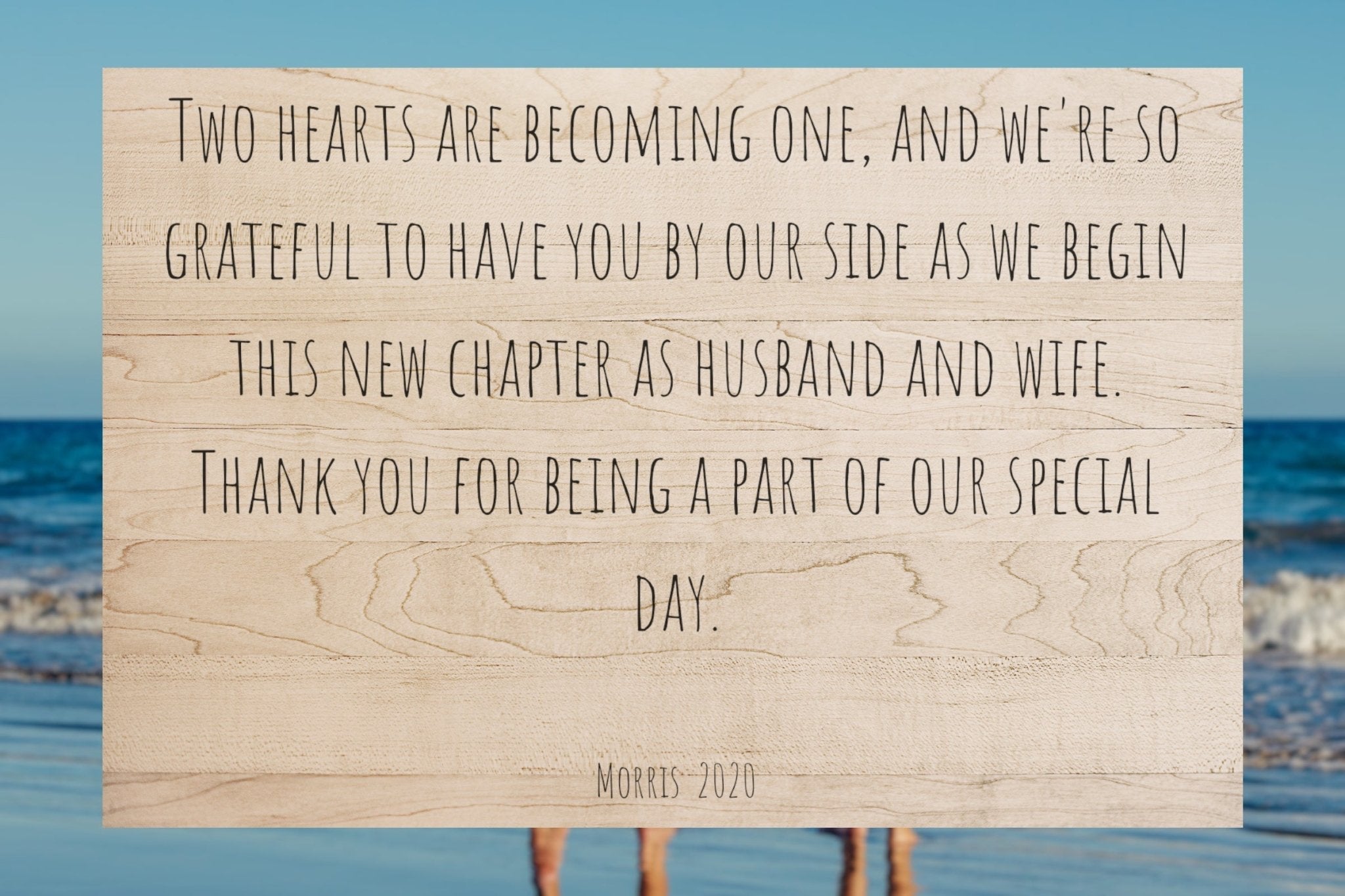 Two Hearts Become One Wedding Sign Idea – Weaver Custom Engravings