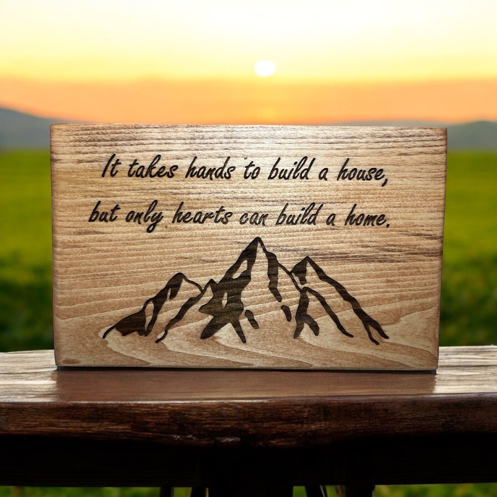 Custom Engraved House Sign with Mountains – Weaver Custom Engravings
