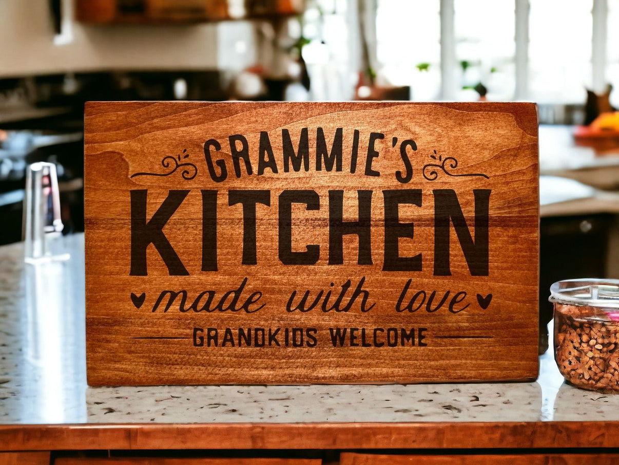 Custom "Grammie's Kitchen, Grandkids Welcome" Wood Sign – Weaver Custom ...