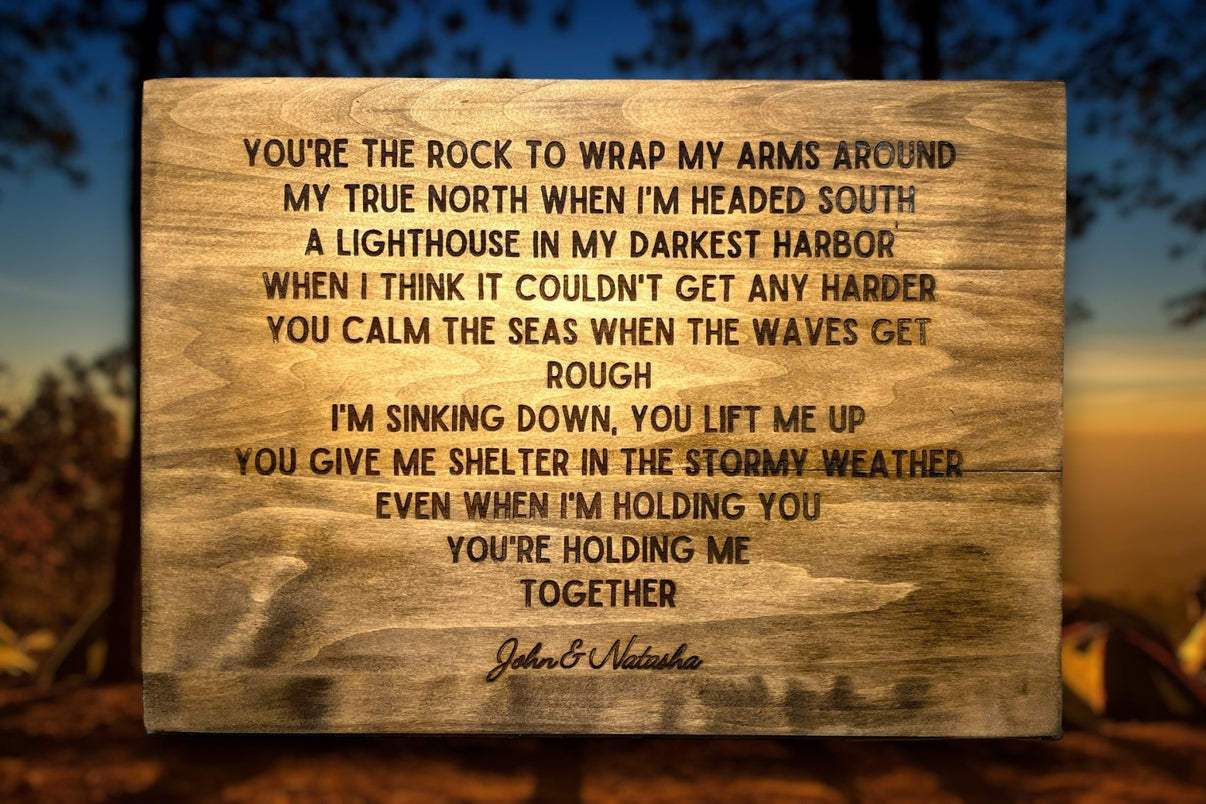 Song Lyrics Engraved On A Custom Wood Sign | Weaver Custom Engravings